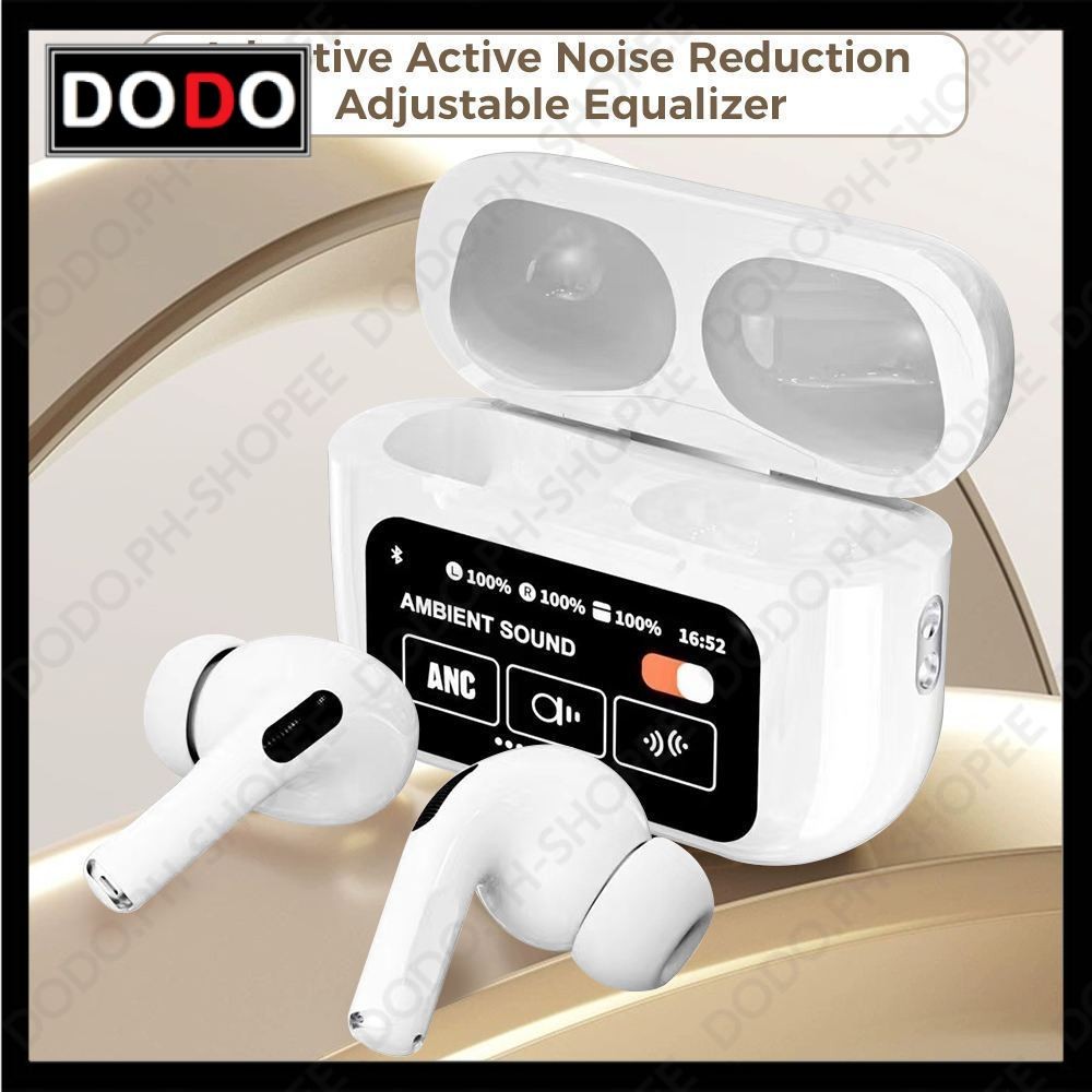A9 Pro Wireless Earphone Touch Screen Display ANC ENC Gaming Noise ...