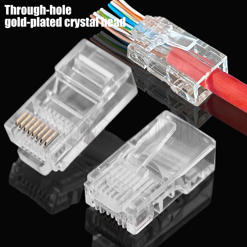 Gigabit Network Crimp Crystal Head / CAT6 CAT5 Through-hole Gold-plated ...