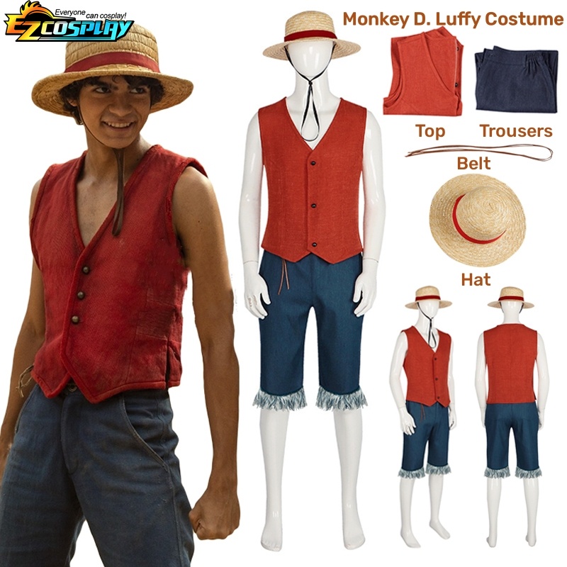 Luffy Cosplay Costume Hat Movie Luffy Cosplay Shirt Pants Uniform ...