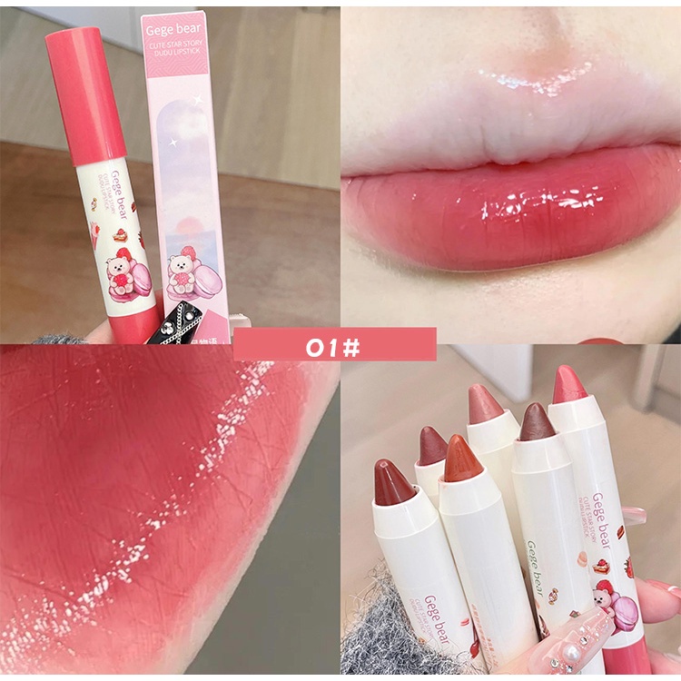 Gege bear Cute star Lovely Lipstick Moisturising Easy Colour Matte Lip ...