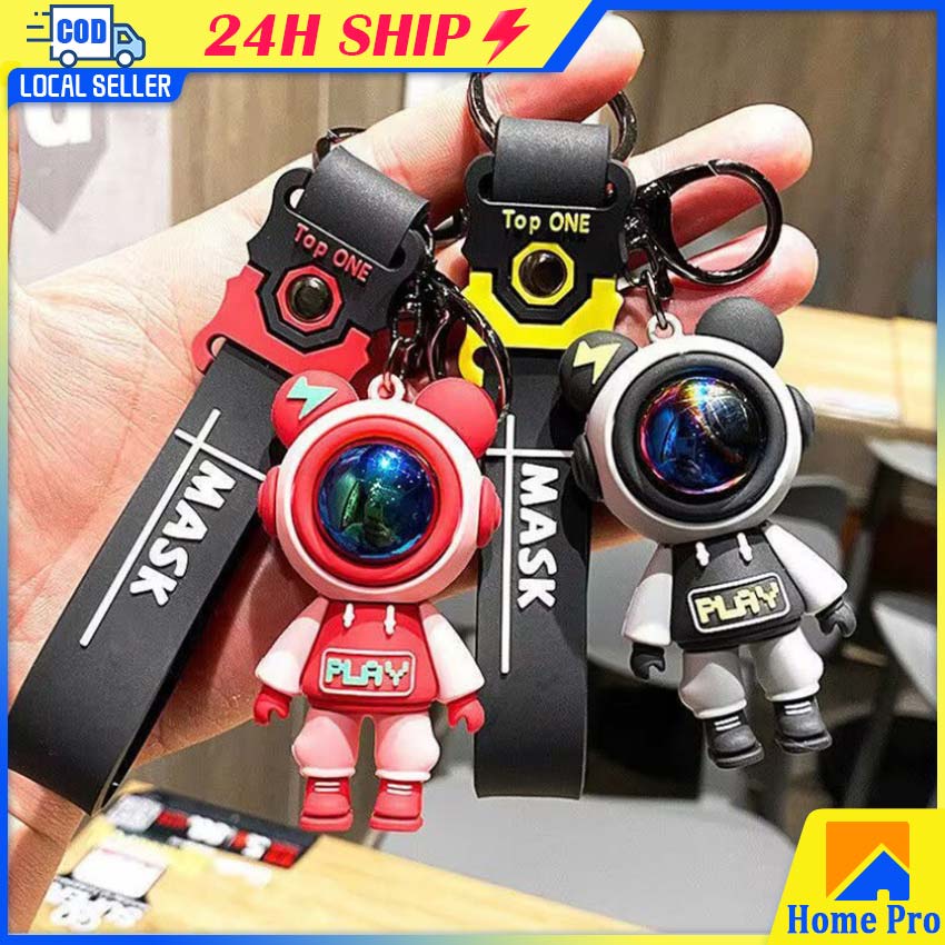 Astronaut Figure Keychain Cute Spaceman Couple PVC Key Chain Soft ...