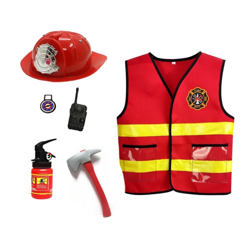 DE Firefighter Costume Toy Accessories Firefighter Role Play Dress-Up ...