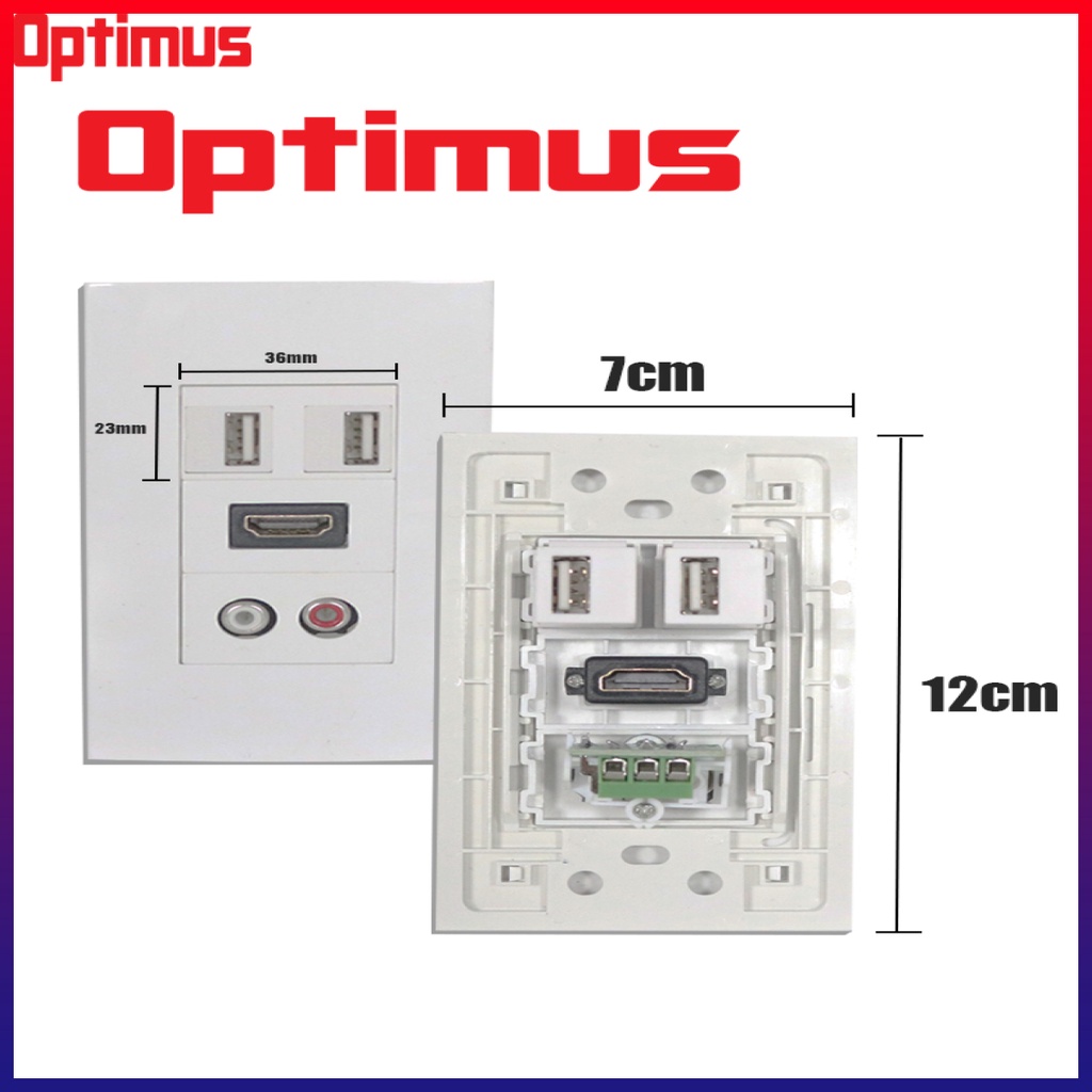 Optimus Depot Optimus Multimedia Wall Outlet 12x7cm With RCA + HDMI ...