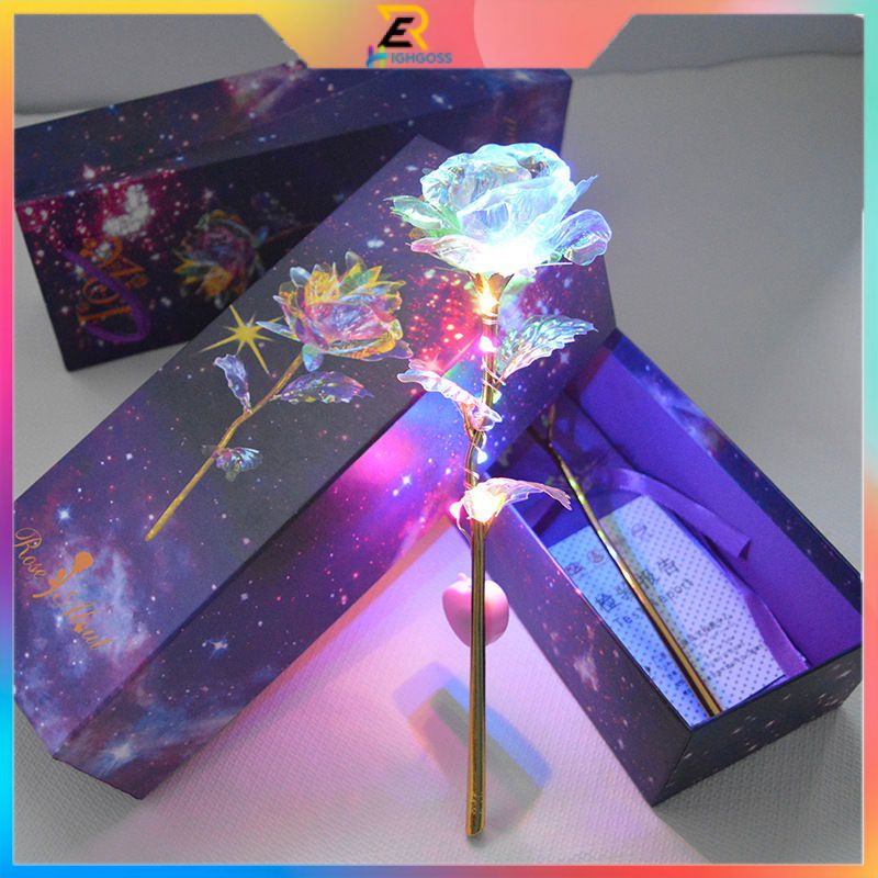 Eternal Rose with Gift Box LED Lights Artificial Flower Bouquet ...
