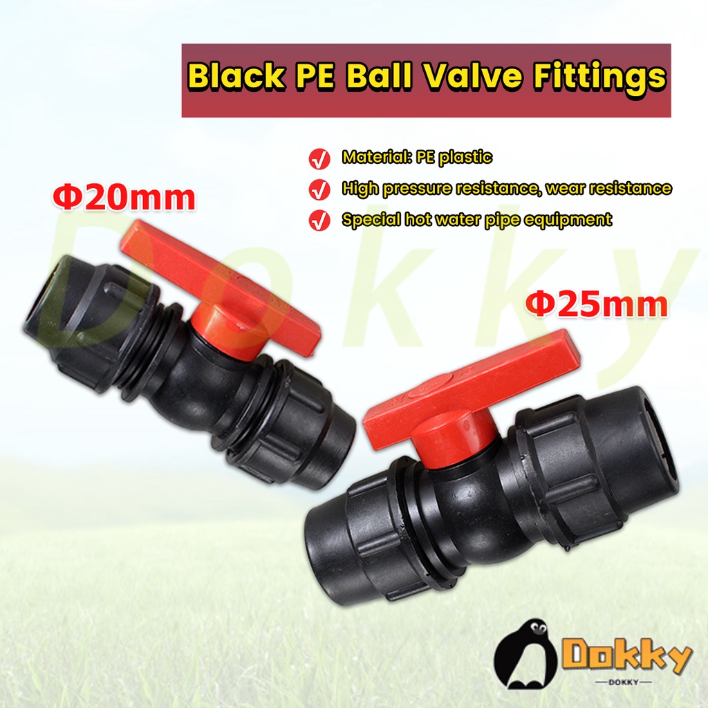 Dokky Black Pe Compression Ball Fittings Valve Water Pipes Stop Valve | Shopee Philippines