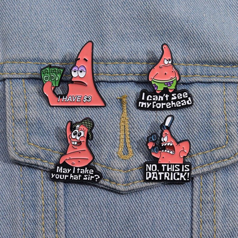 Cartoon Funny Patrick Star Enamel Pins Brooches Animation Spongebob ...