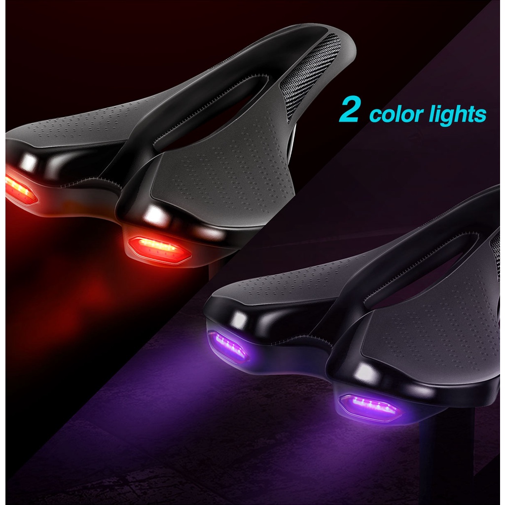 Road bike mountain bike saddle seat cushion with tail light PU leather ...