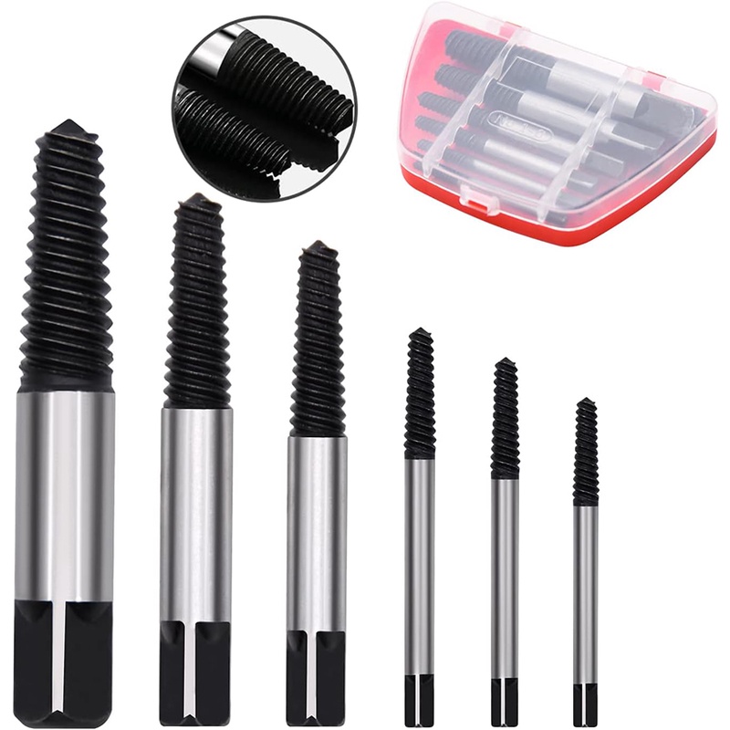 Screw Extractor Set 6pcs Extractor Remover Tool for Thread Broken Stud ...