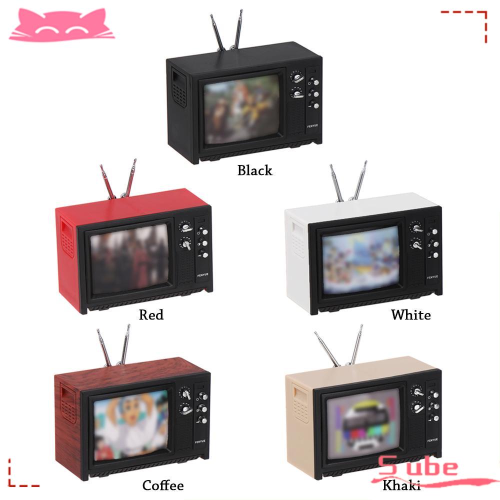 SUBE Portable TV Toy 1:12 DollHouse Mini Retro Miniature Simulation ...
