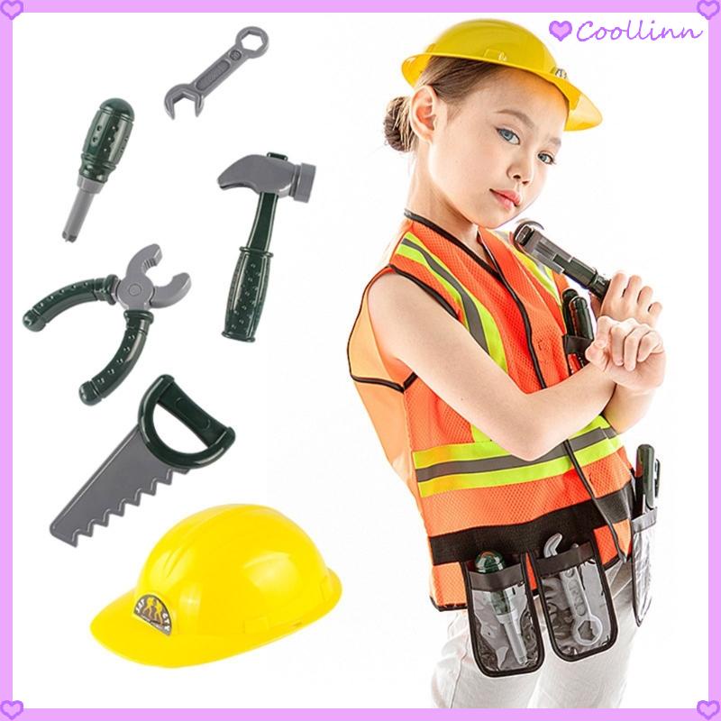 Coollinn 7Pcs Construction Worker Costumes Kids Builder Career Outfit ...