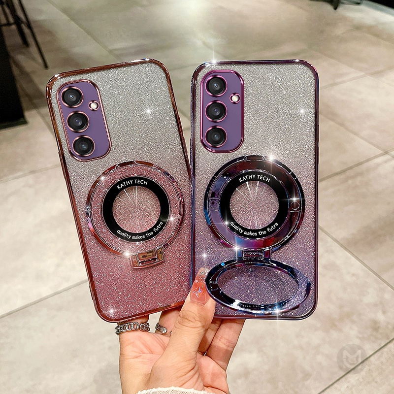 Casing For Samsung Galaxy S24 S23 S22 S21 Plus Ultra S21FE S23FE Bling Glitter Ring Magnetic ...