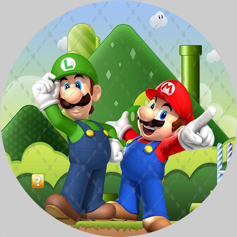 Super Mario Round Birthday Backdrop For Photography Baby Shower Kids ...