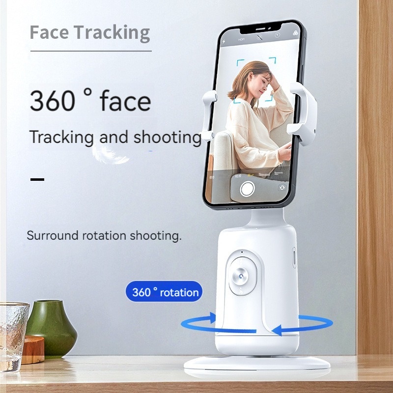 Auto Face Tracking Phone Holder Stand Selfie Stick 360 Rotation AI Follow-Up video Vlog Live ...