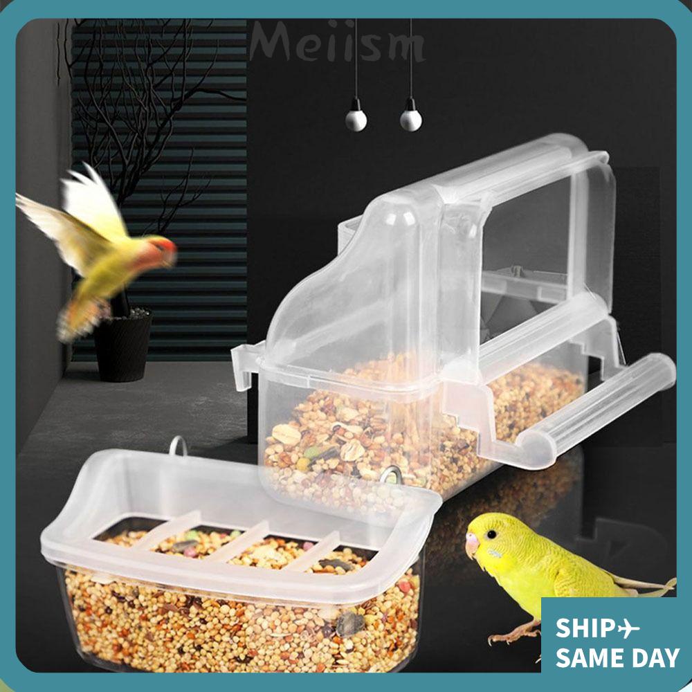 MEIISM Bird Food Box, Transparent Plastic Bird Water Tank Box, Feeding ...