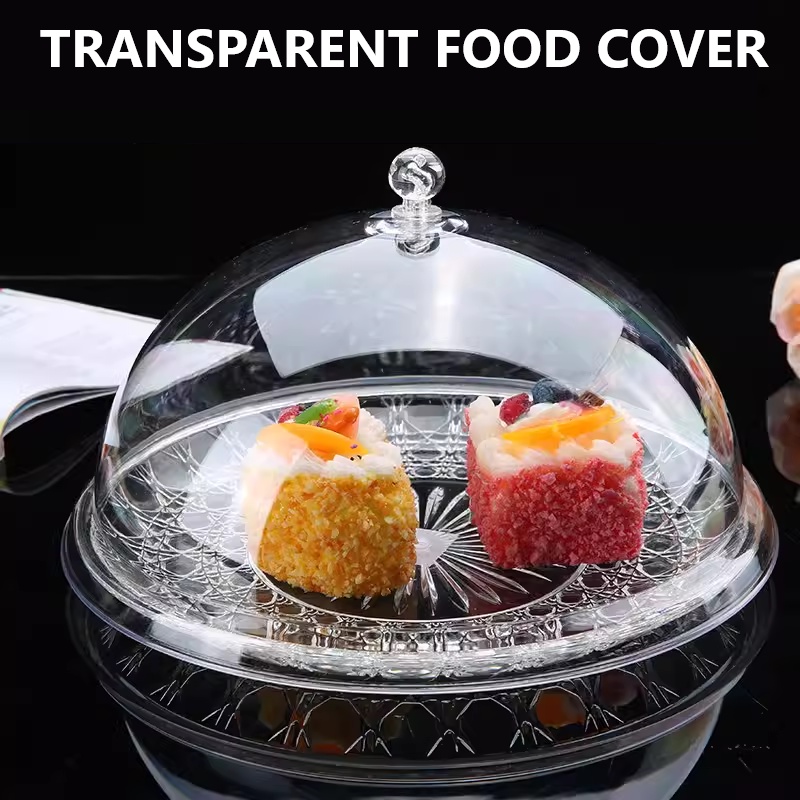 Transparent Food Dome Cover Acrylic Dish Keeper Storage Cake Insulation ...
