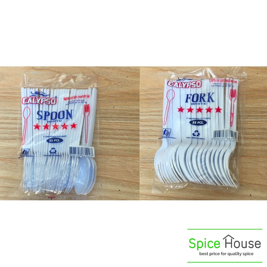 Utensils Spoon, Fork Disposable Cutlery Plastic Spoon Fork White ...