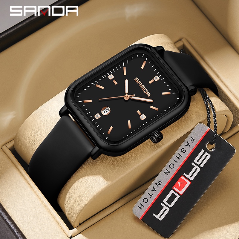Sanda Women's Elegant Casual Business Square Diamond Quartz Watch ...
