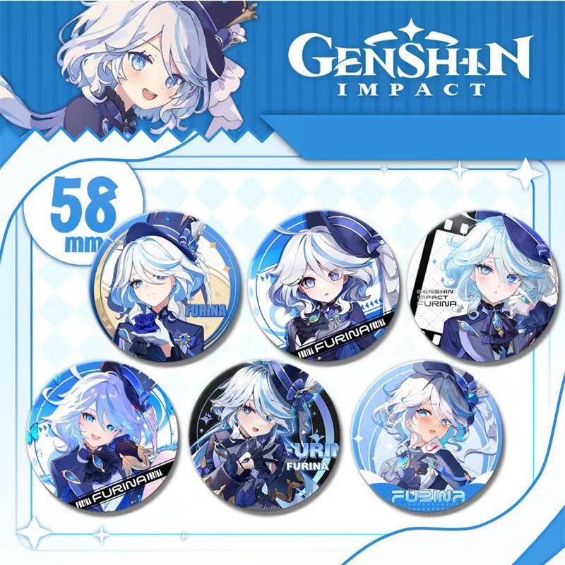 3 Styles Anime Game Genshin Impact Cosplay Backpack Badges Focalors ...