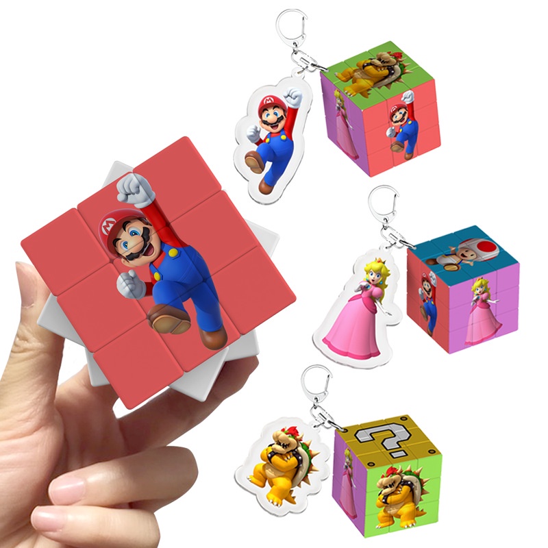 Super Mario 3x3 keychain cube mini 3x3 speed cube stickerless keyring ...