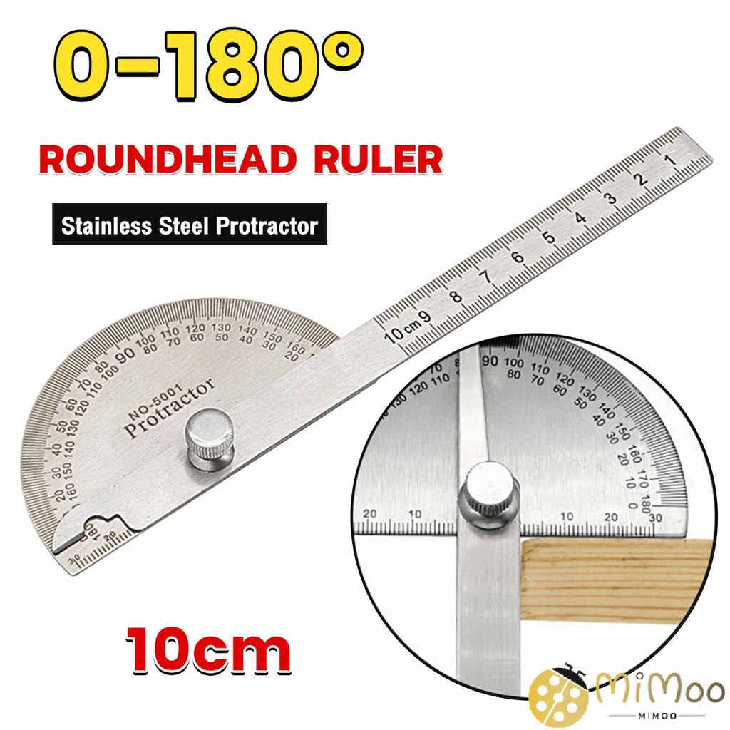 MiMoo Stainless Steel Protractor Adjustable Roundhead Ruler 180 Degree ...