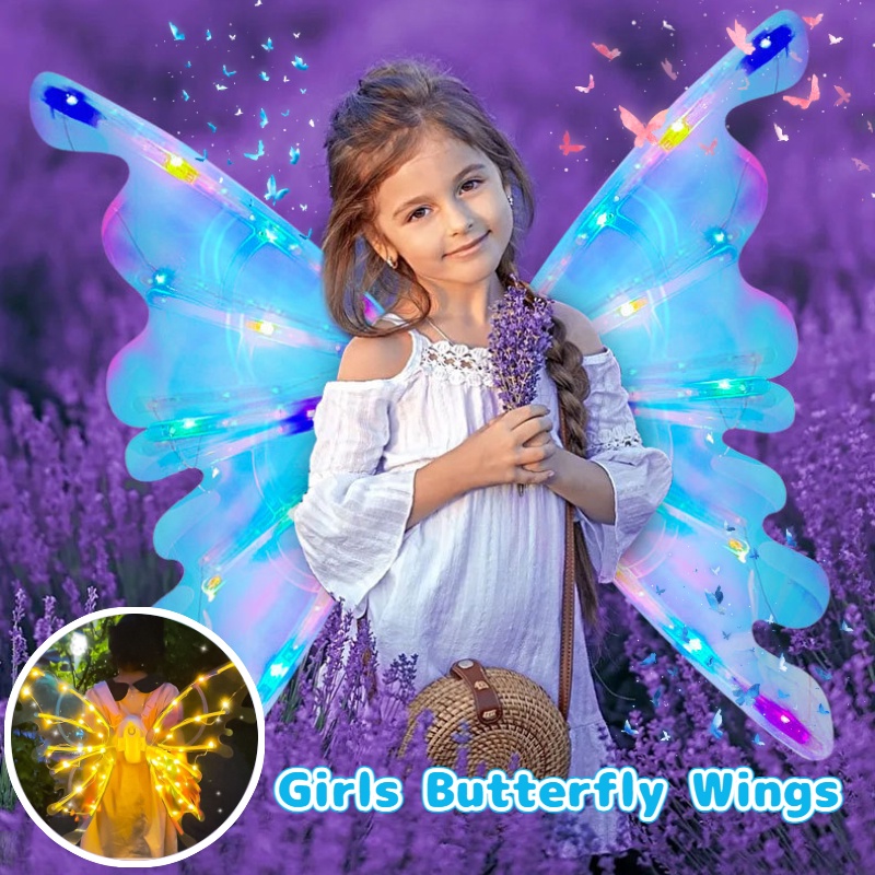 Glowing Butterfly Wings for Kids Girl Led Electrical Angel Costume ...