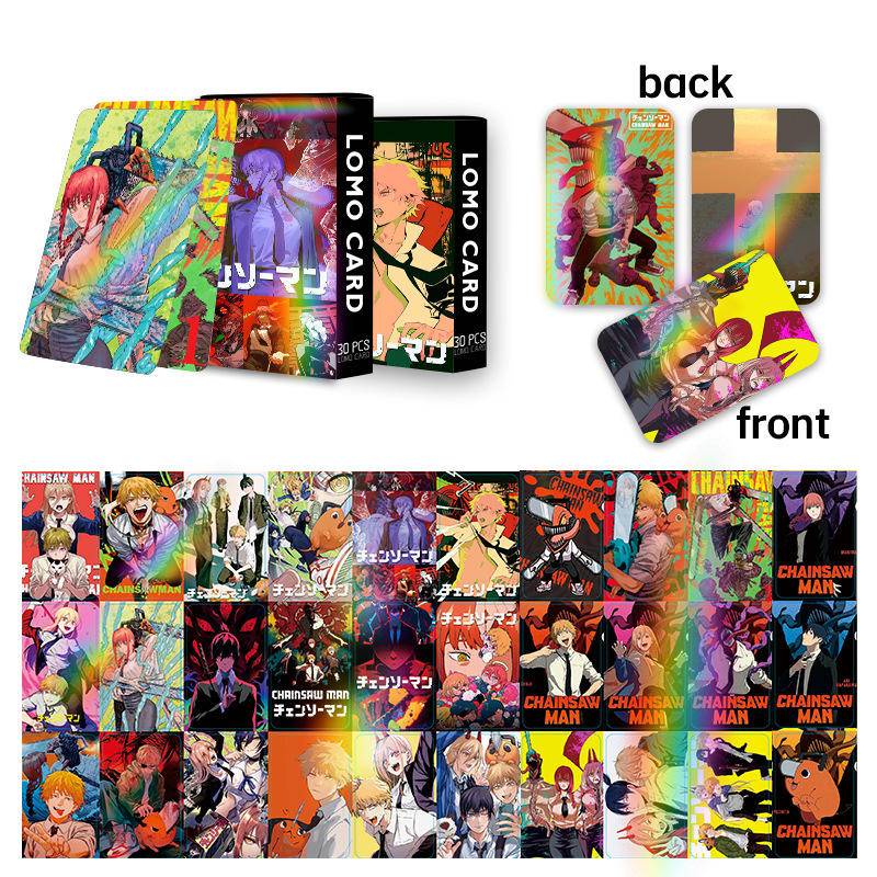 30Pcs/Pack Chainsaw Man Laser Card Denji Makima Aki Hayakawa Power ...