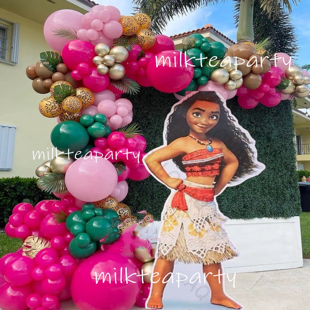 Moana Balloon Garland Arch Kit 32inch Pink Number Balloon Pink Green ...