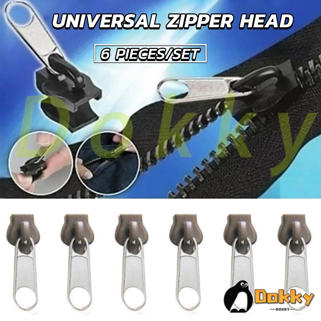Dokky 6pcs Zipper Slider Head Universal Instant Fix Replacement Zippers ...