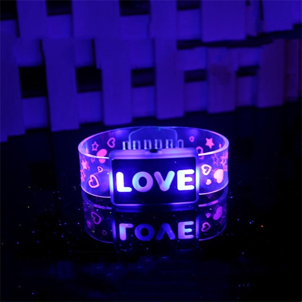Colorful LED Light Up Watch Flash Wristband Luminous LOVE Bracelet ...