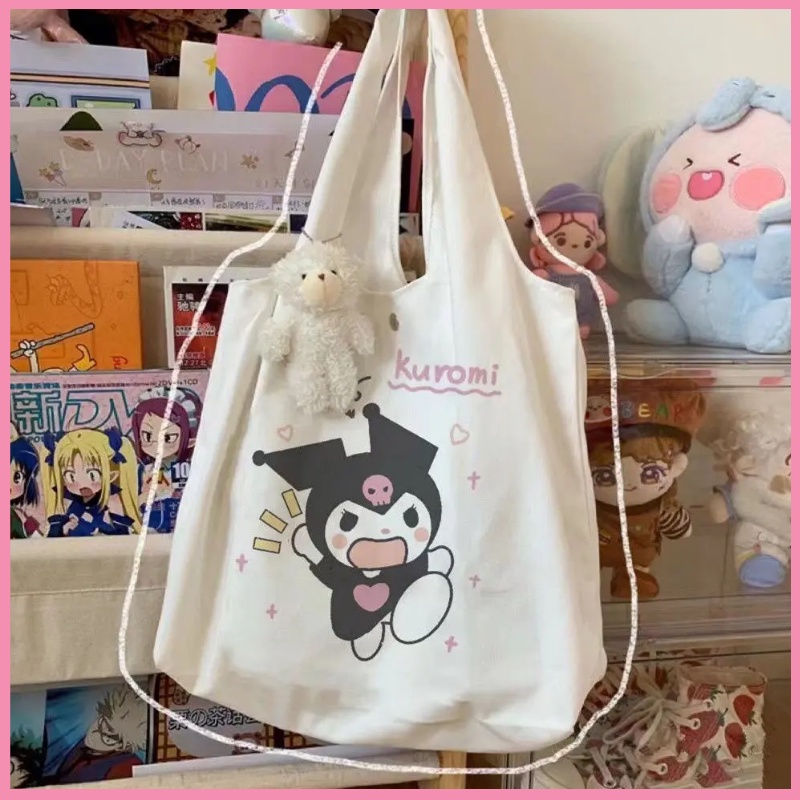 Sanrio Canvas Bag Kuromi Pacha Dog Large-Capacity Tutorial Tote Bag ...
