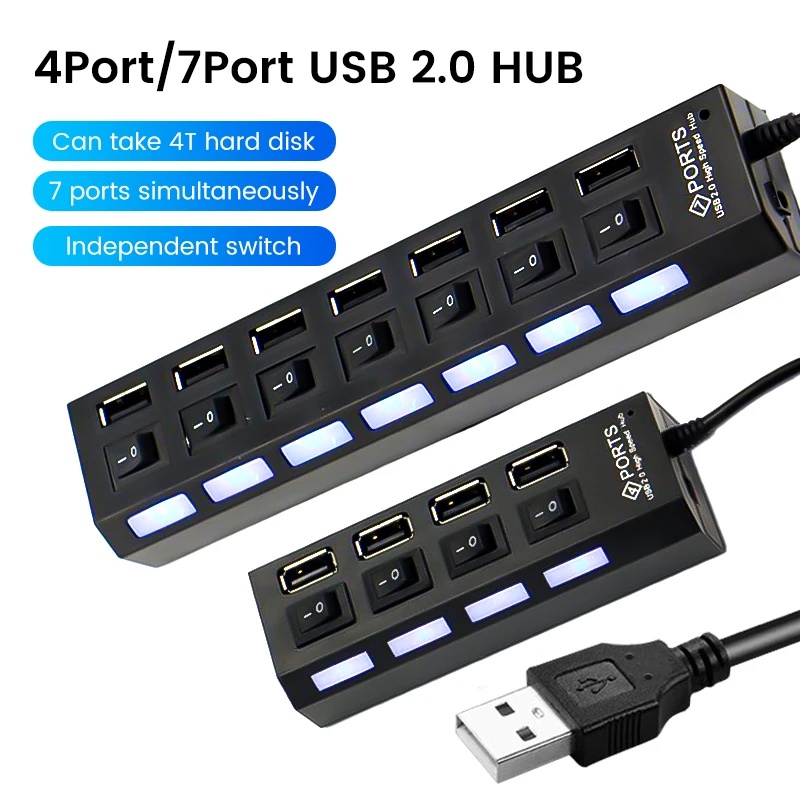 Twitch USB HUB 2.0 4/7 Port Multiple Expander USB 2.0 Hub with Switch ...