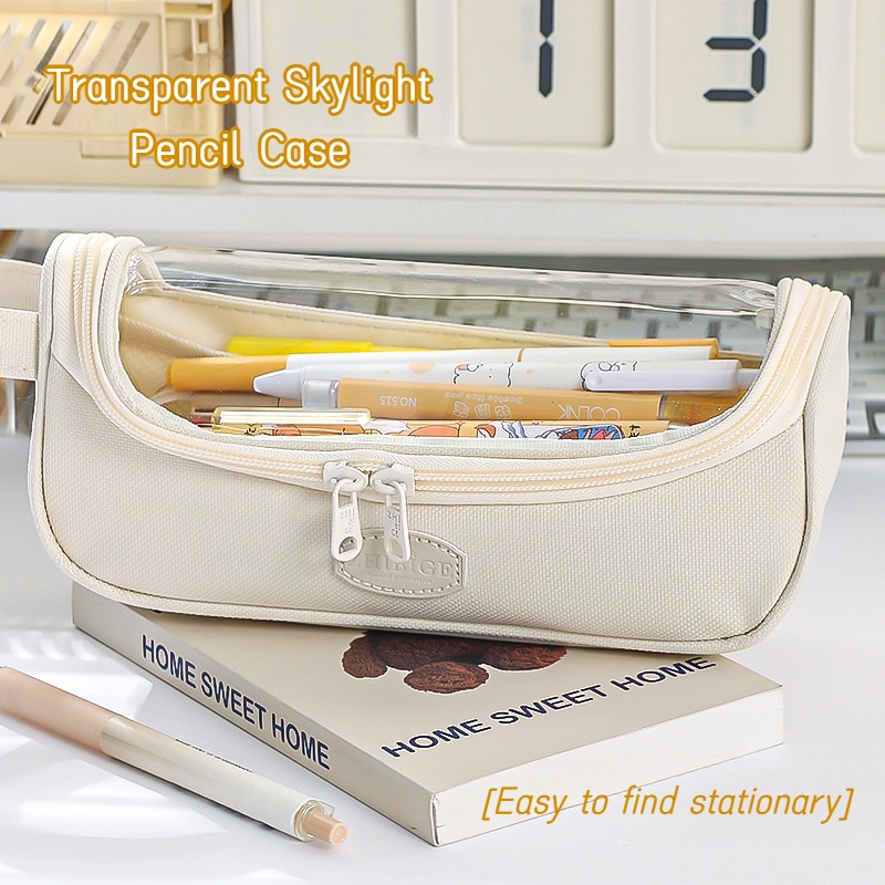 Minimalist Large Capacity Transparent Skylight Female Student Pencil ...