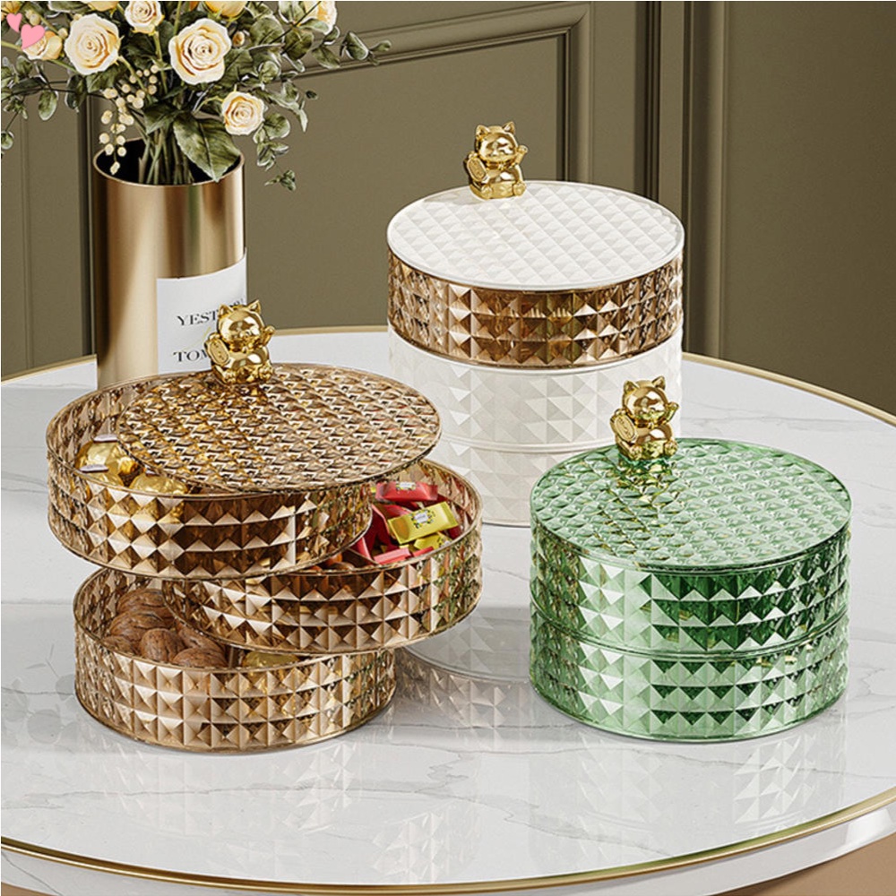 2 layer Dried Fruit Box Candy Nut Container Divided Snacks Serving Tray ...