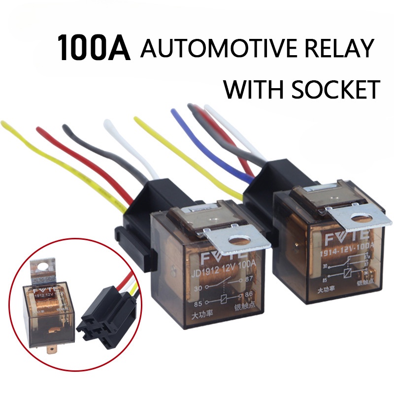 100A12V24V transparent shell dual contact relay with socket automotive ...