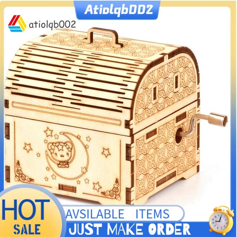 DIY Hand Crank Music Box Model 3D Wooden Puzzle Toy Self Assembly Wood Craft Kits Home ...
