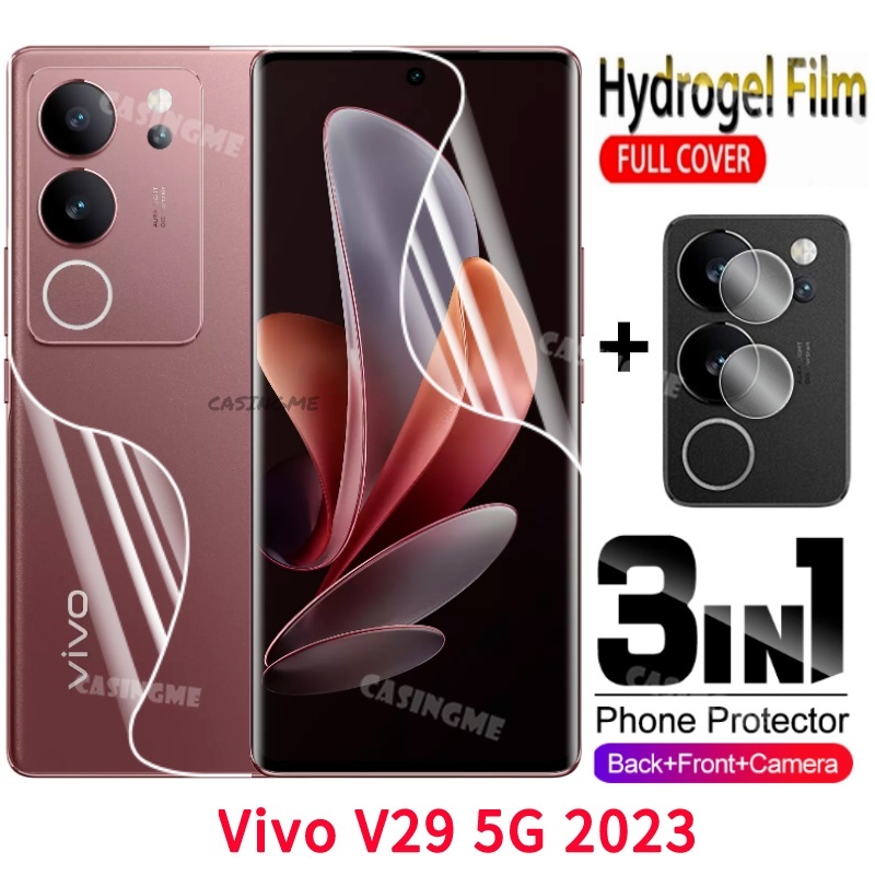 3in1 Hydrogel Film For Vivo V29 5G Not Tempered Glass Front Back Full Cover Soft Screen ...