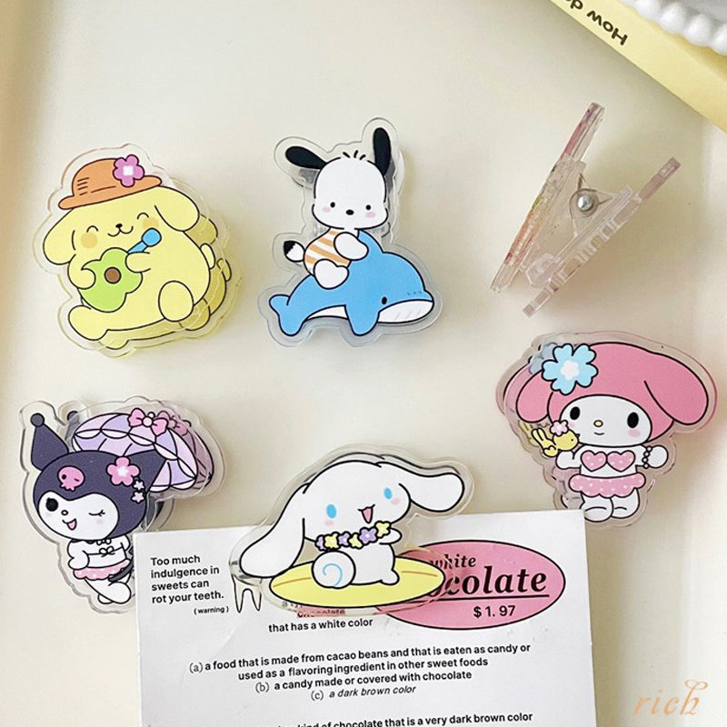 Sanrio Acrylic Clip Melody Kuromi Hello Kitty Double-sided Clamp Note ...
