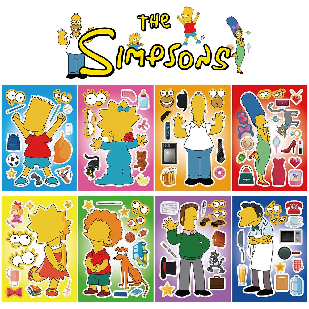 8 Sheets/Bag Classic American Animation The Simpsons Puzzle Stickers ...