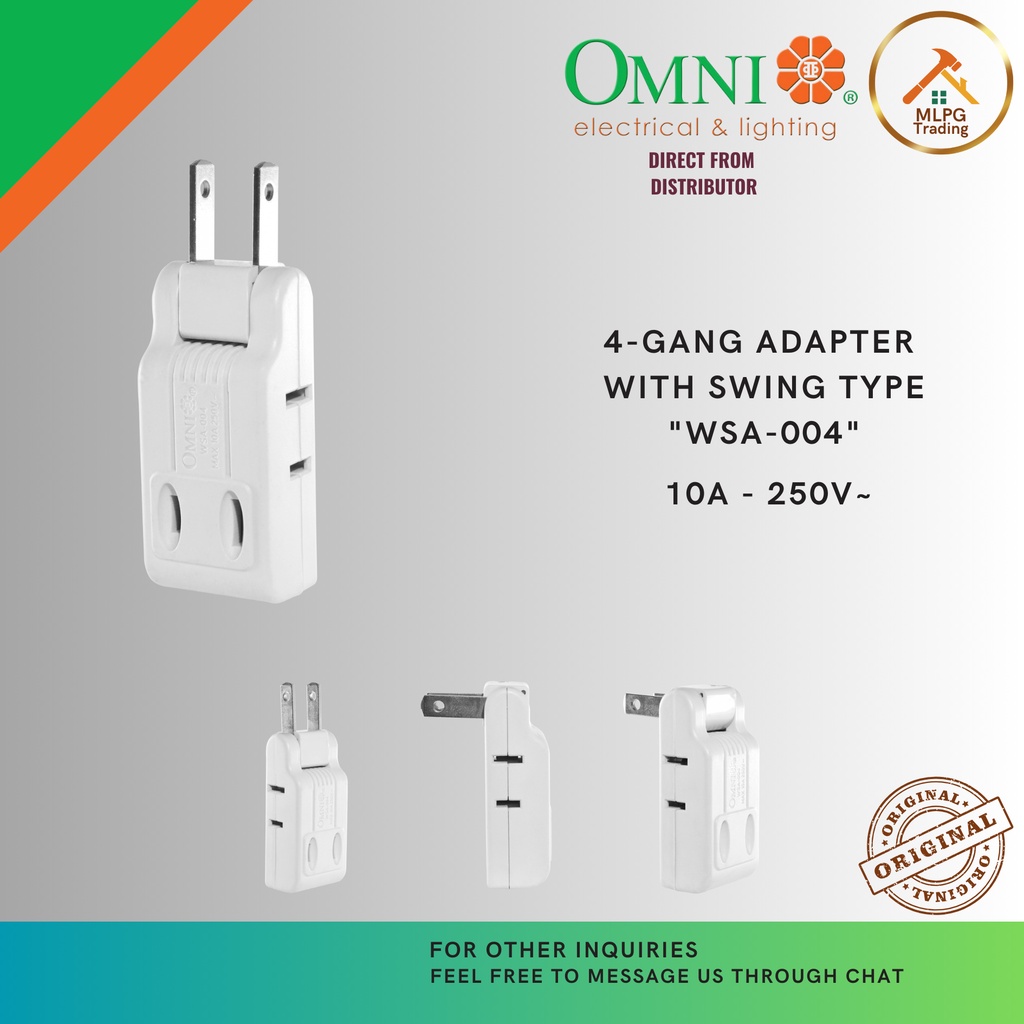 Omni 4-Gang Adapter with Swing Type Plug (WSA-004) 10A 250V~ | Shopee ...