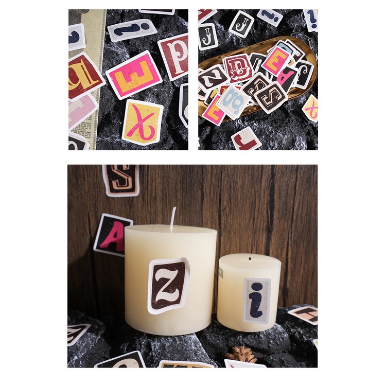 46 Pcs vintage Alphabet Letter Stickers Self Adhesive Alphabet Number ...