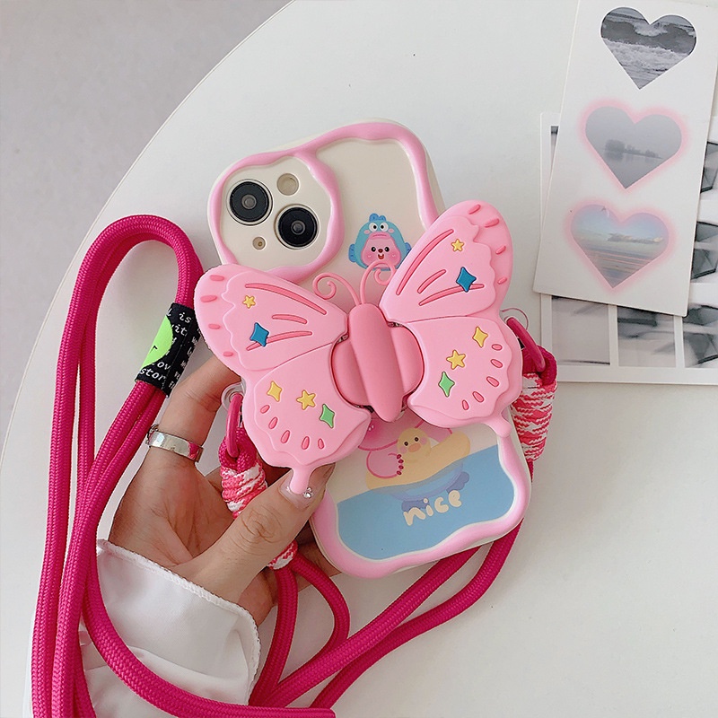 Butterfly Mobile Phone Back Clip Lanyard Diagonal Shock-resistant ...
