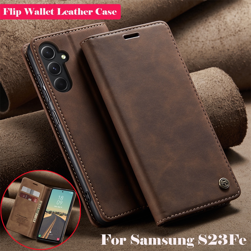 For Samsung Galaxy S23 Fe S23Fe S23 Ultra Plus 5G Flip Matte PU Leather Phone Case Card Slot ...