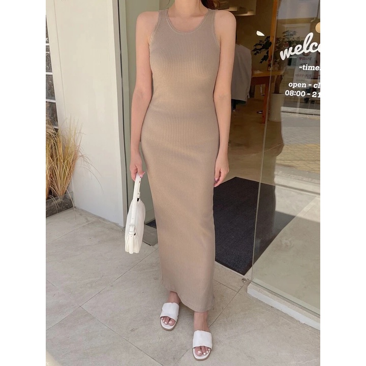 Sexy Solid Ribbed Knit Tank Dress | Shopee Philippines