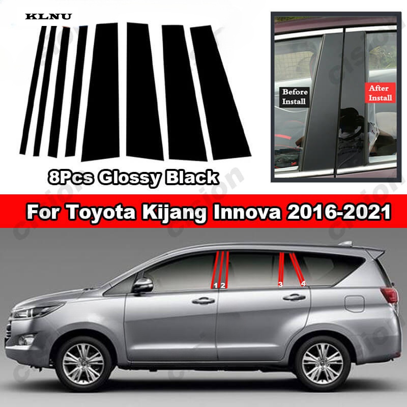 KLNU 8Pcs Glossy Piano Black Car Door Center B C Pillar Post Cover ...