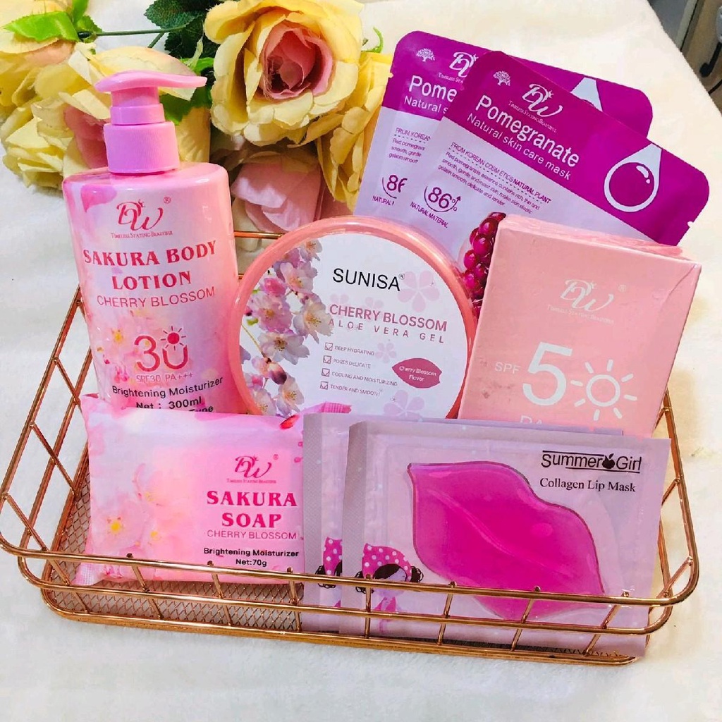 New Sakura Pink Bundle - 1 lotion + soothing gel + sunscreen + soap ...