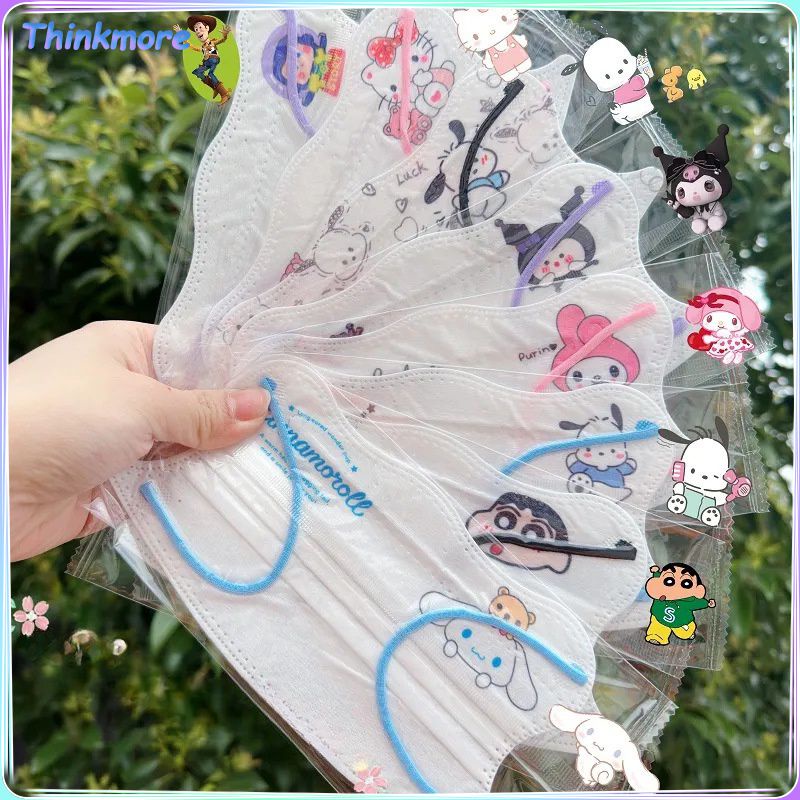 50pcs Butterfly Profile Mask Kt Cat Kuromi Adult Disposable Mask Wavy ...