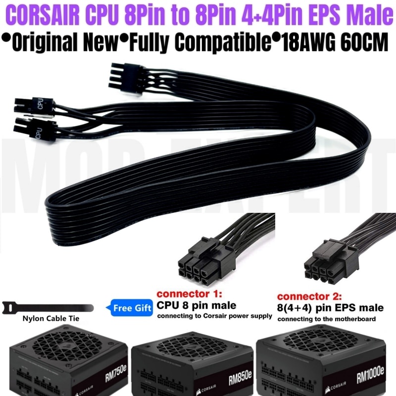 CORSAIR RM750e RM850e RM1000e Original Modular CPU Cable PSU 8Pin to 4 ...