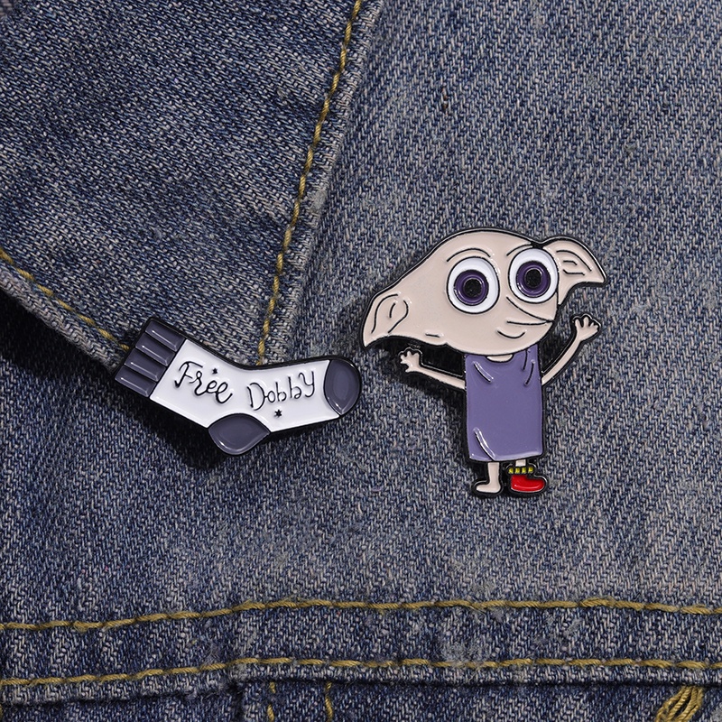 Cute Free Elf Dobby Enamel Brooch Movie Series Elf Backpack Badge ...
