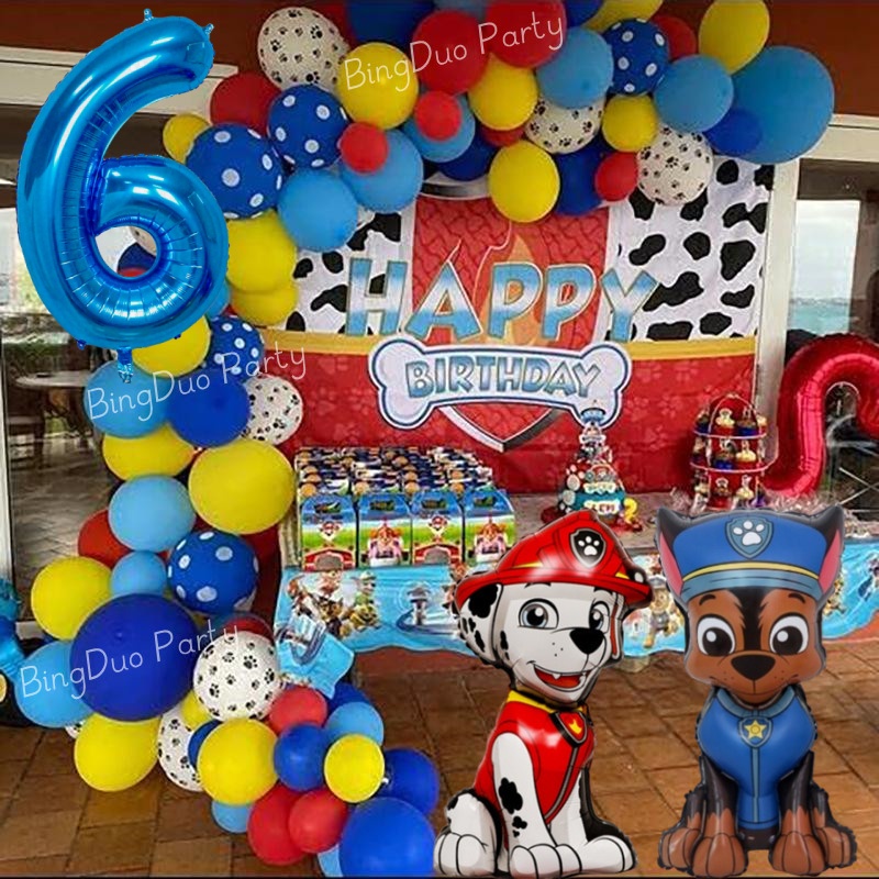 Paw Patrol Balloon Garland Arch Kit Blue 1-9th Number Marshall Chase Foil Balloons Birthday ...
