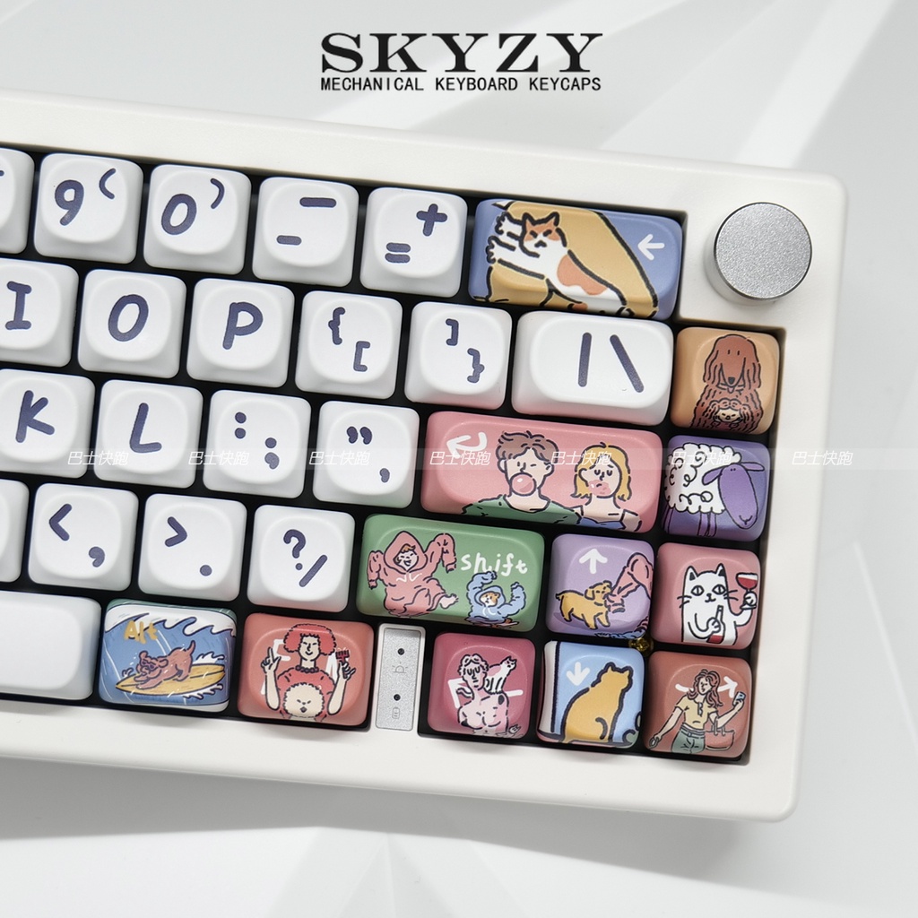 Waves Keycaps MOA Profile American Oil Painting Cartoon PBT Dye Sub ...